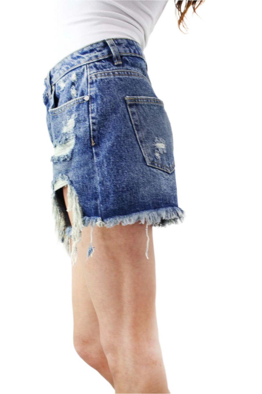 Women's High Rise Ripped Denim Shorts – Good Stuff Apparel