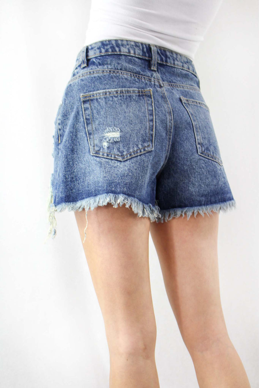 Women's High Rise Ripped Denim Shorts – Good Stuff Apparel