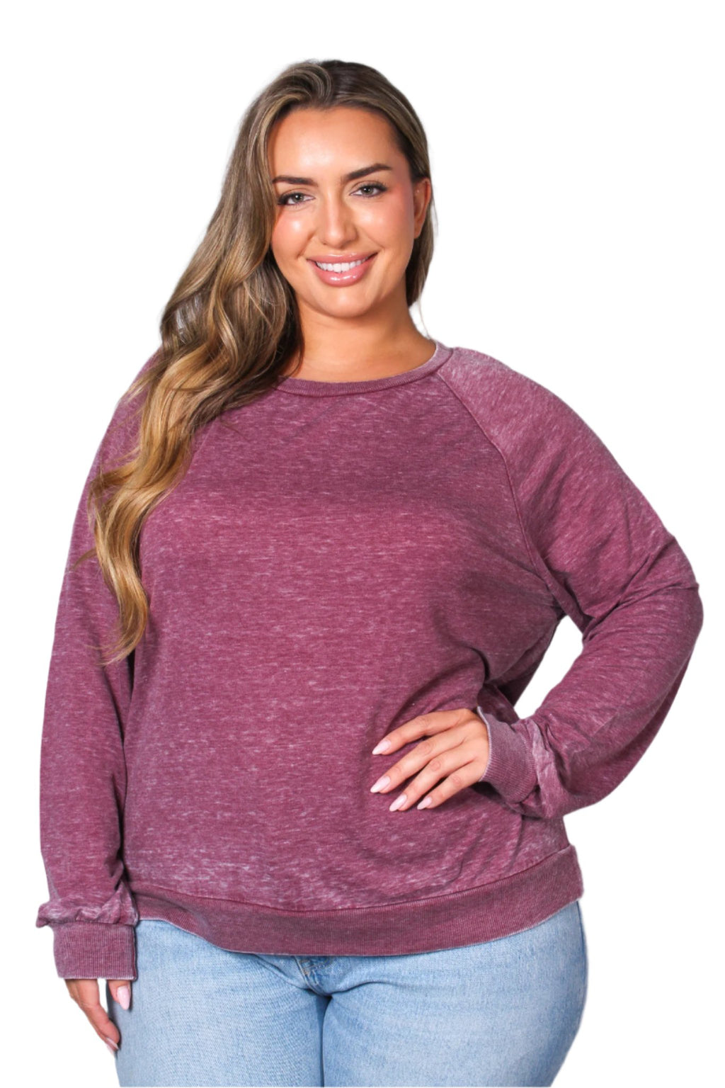 Women's Plus Long Sleeve Rib Cuff & Hem Sweatshirt – Good Stuff Apparel